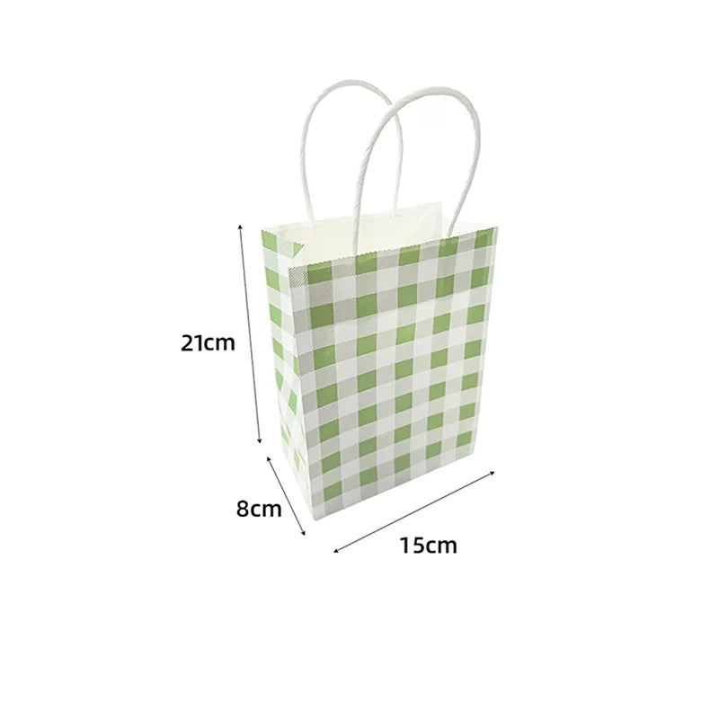 10pcs Light Green Gingham Paper Gift Bags – Top Party Supplies, Hoppers ...