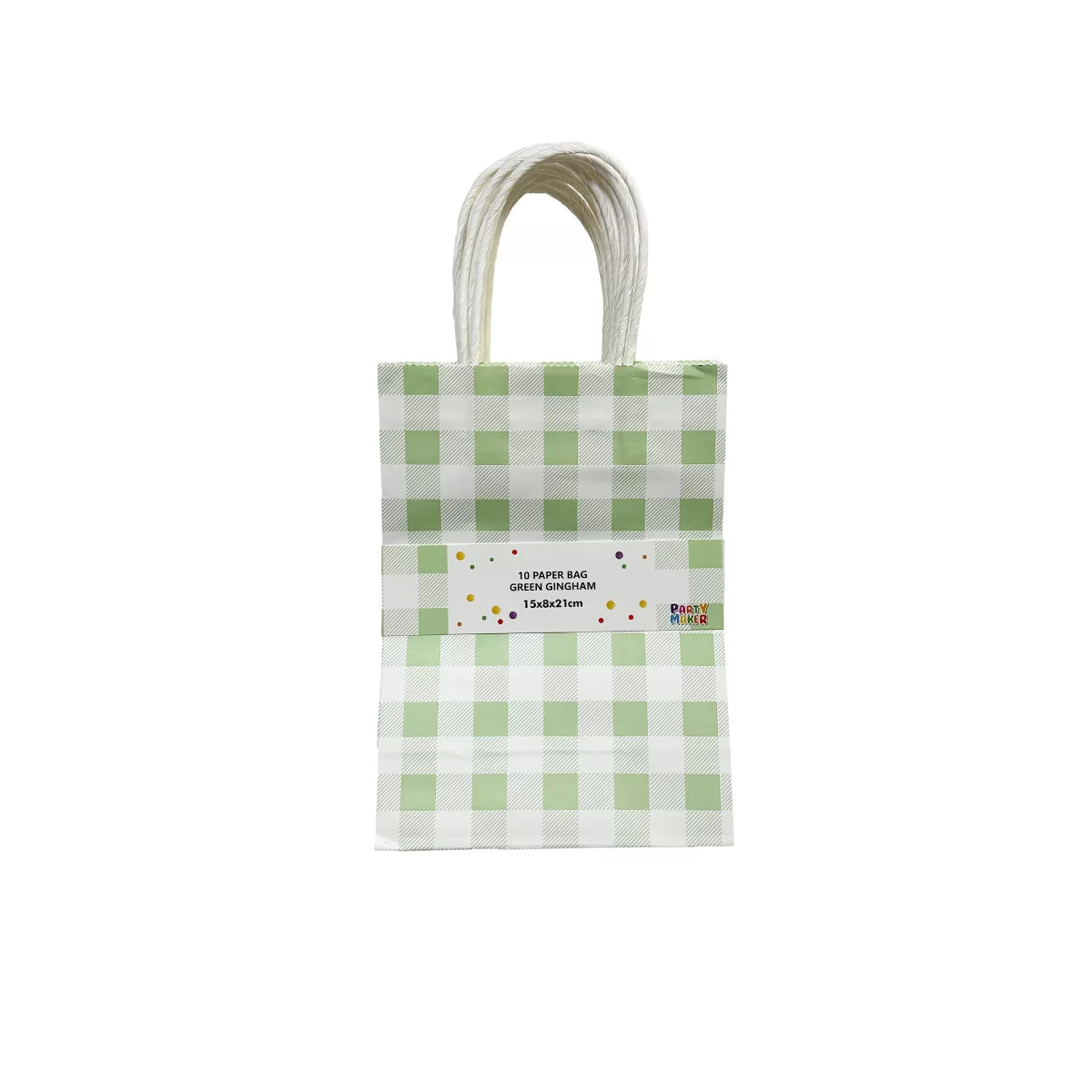 10pcs Light Green Gingham Paper Gift Bags – Top Party Supplies, Hoppers ...