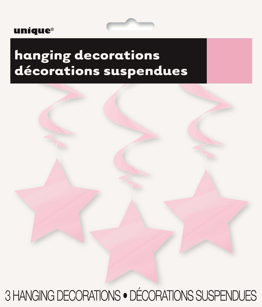 Star Hanging Swirl Decorations Light Pink Top Party Supplies