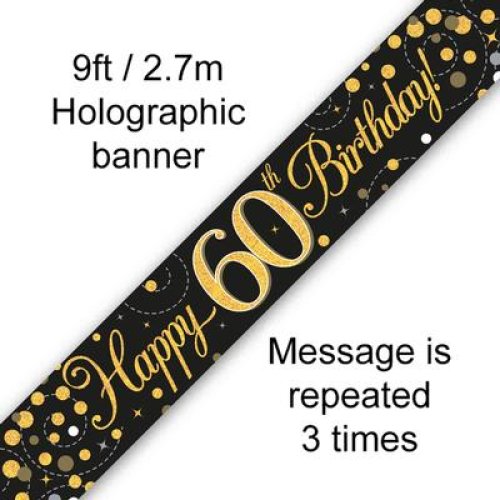 60th Birthday Sparkling Fizz Black and Gold Banner – Top Party Supplies ...