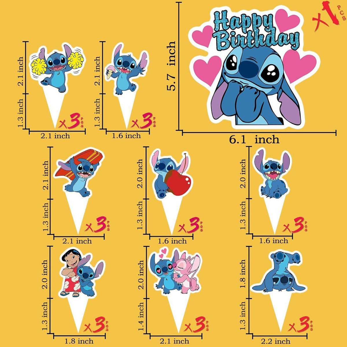 Stitch Paper Cake Toppers 25PK – Top Party Supplies, Hoppers Crossing ...