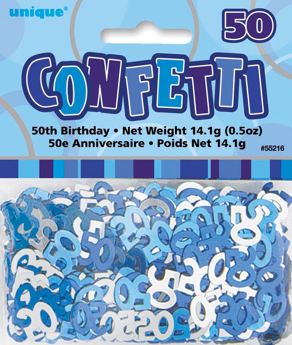 50th Birthday Blue & Silver Table Foil Confetti / Scatters 14g – Top ...