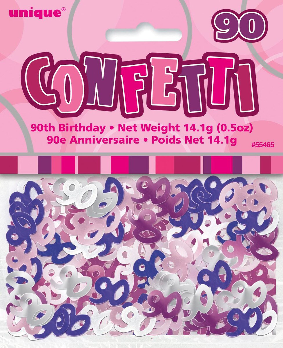 90th Glitz Pink Birthday Table Foil Confetti / Scatters 14g – Top Party ...