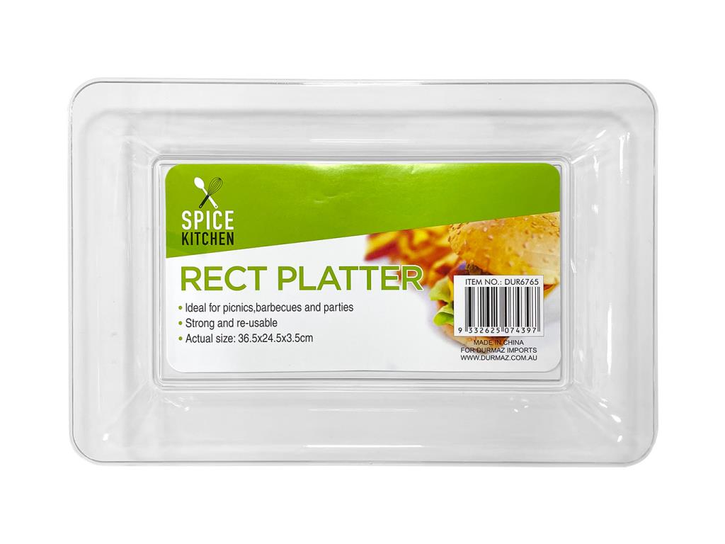 Clear 36.5cm X 24cm Rectangle Plastic Serving Platter – Top Party ...