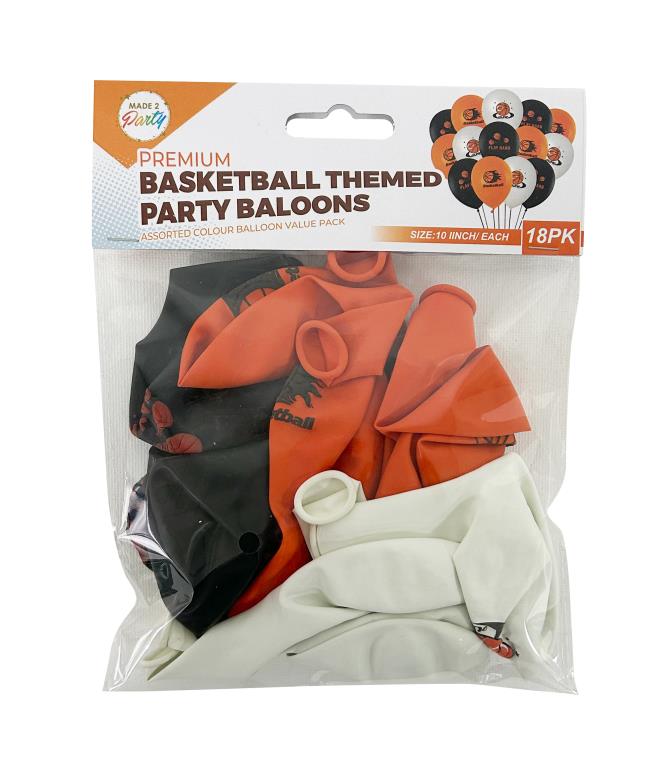 Basketball Party Latex Balloons 25cm 18pk – Top Party Supplies, Hoppers ...