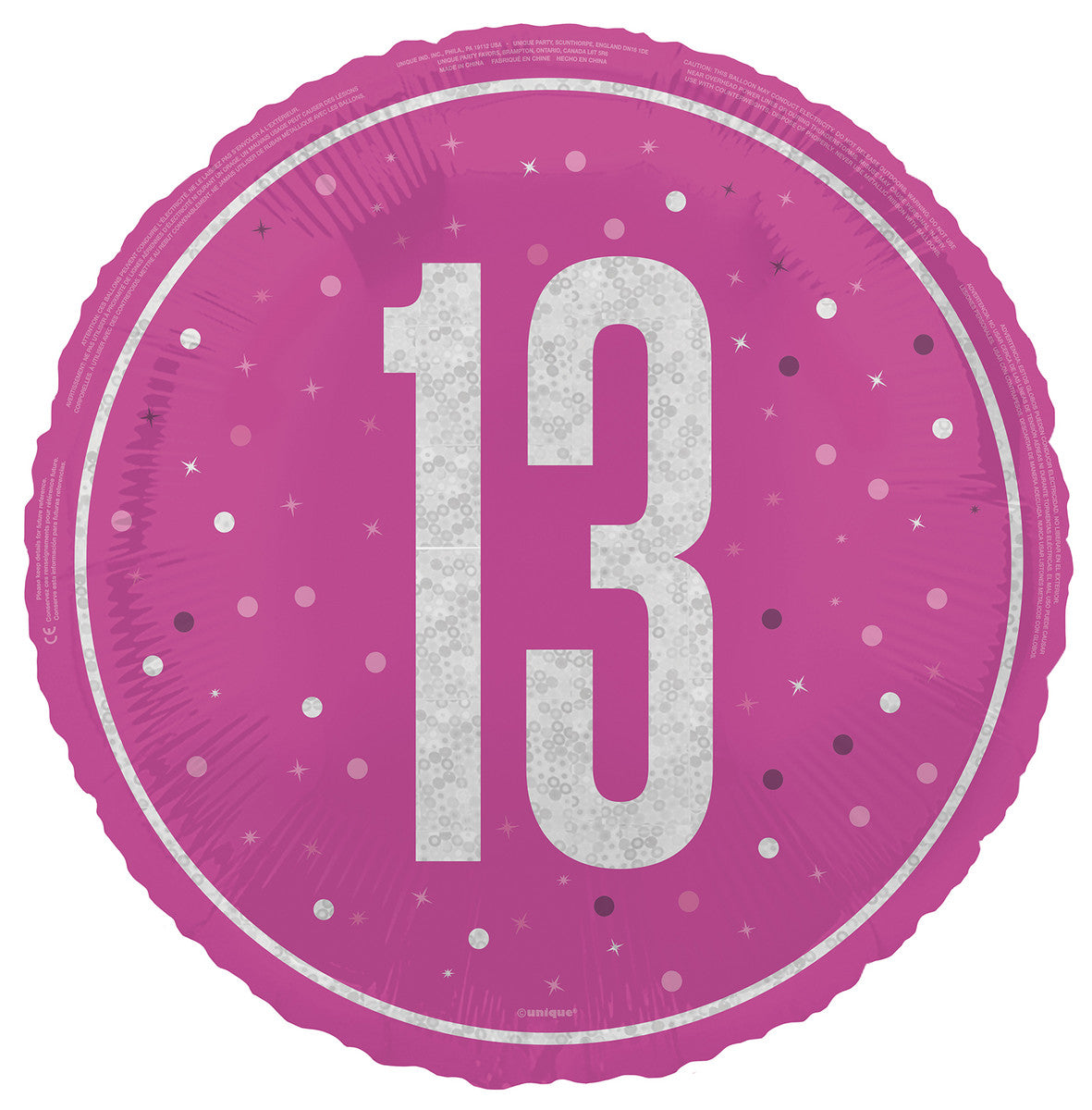 13th Birthday Number Pink Foil Balloon – Top Party Supplies, Hoppers ...