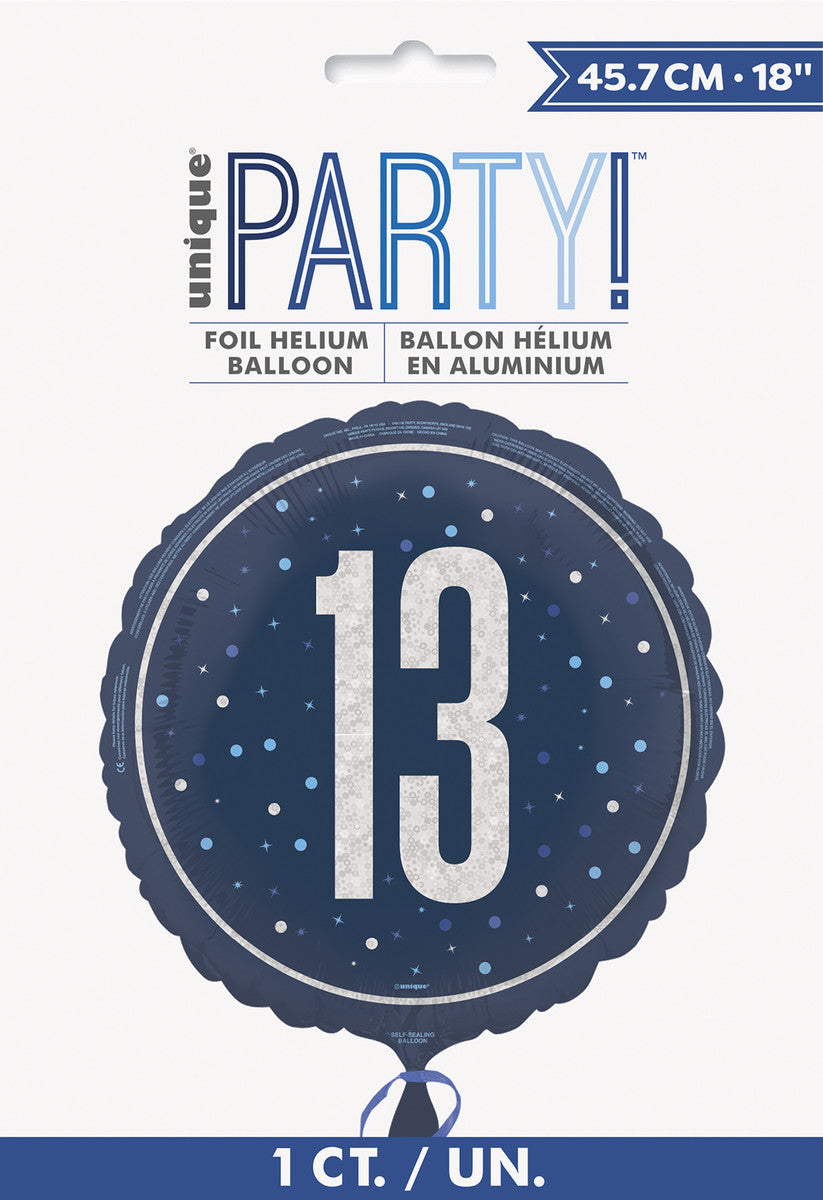 13th Birthday Number Blue Foil Balloon – Top Party Supplies, Hoppers ...