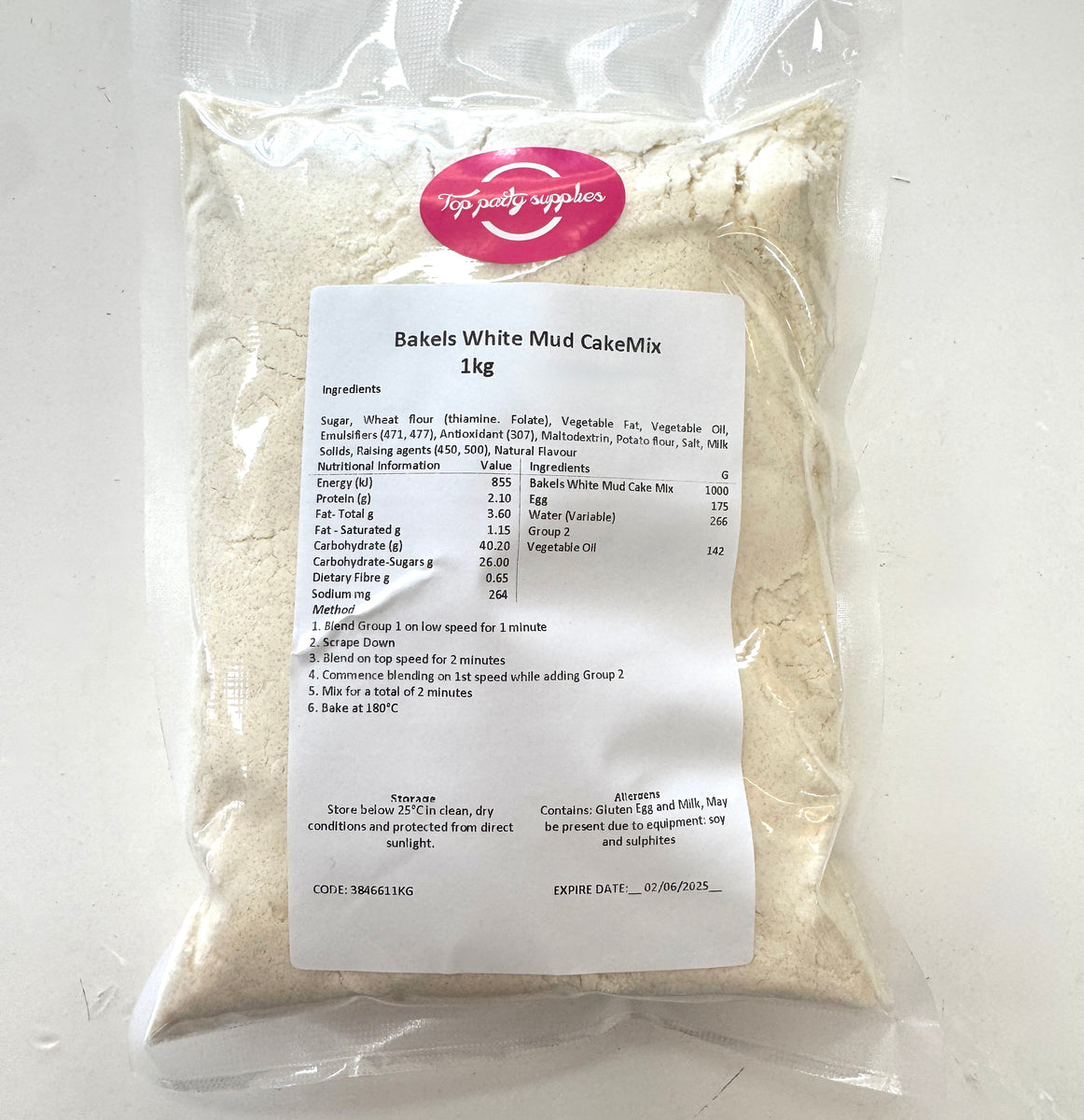 1kg Bakels White Mud Cake Mix – Top Party Supplies, Hoppers Crossing ...