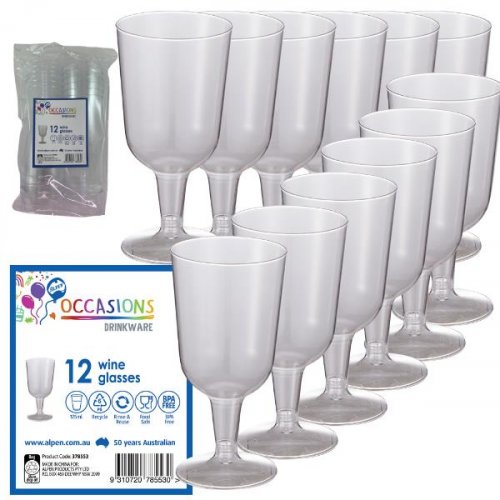 12pk Wine Clear Plastic Glasses – Top Party Supplies, Hoppers Crossing ...