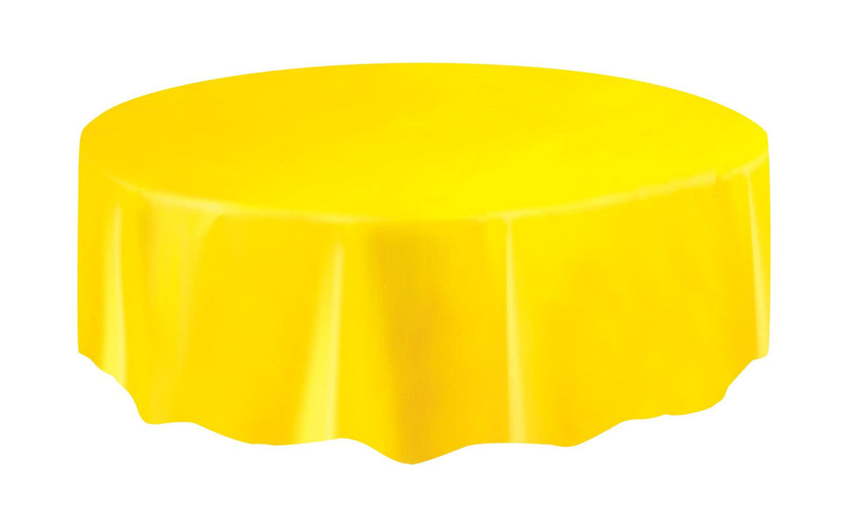 Yellow Round Plastic Table Cover / Tablecloth – Top Party Supplies ...