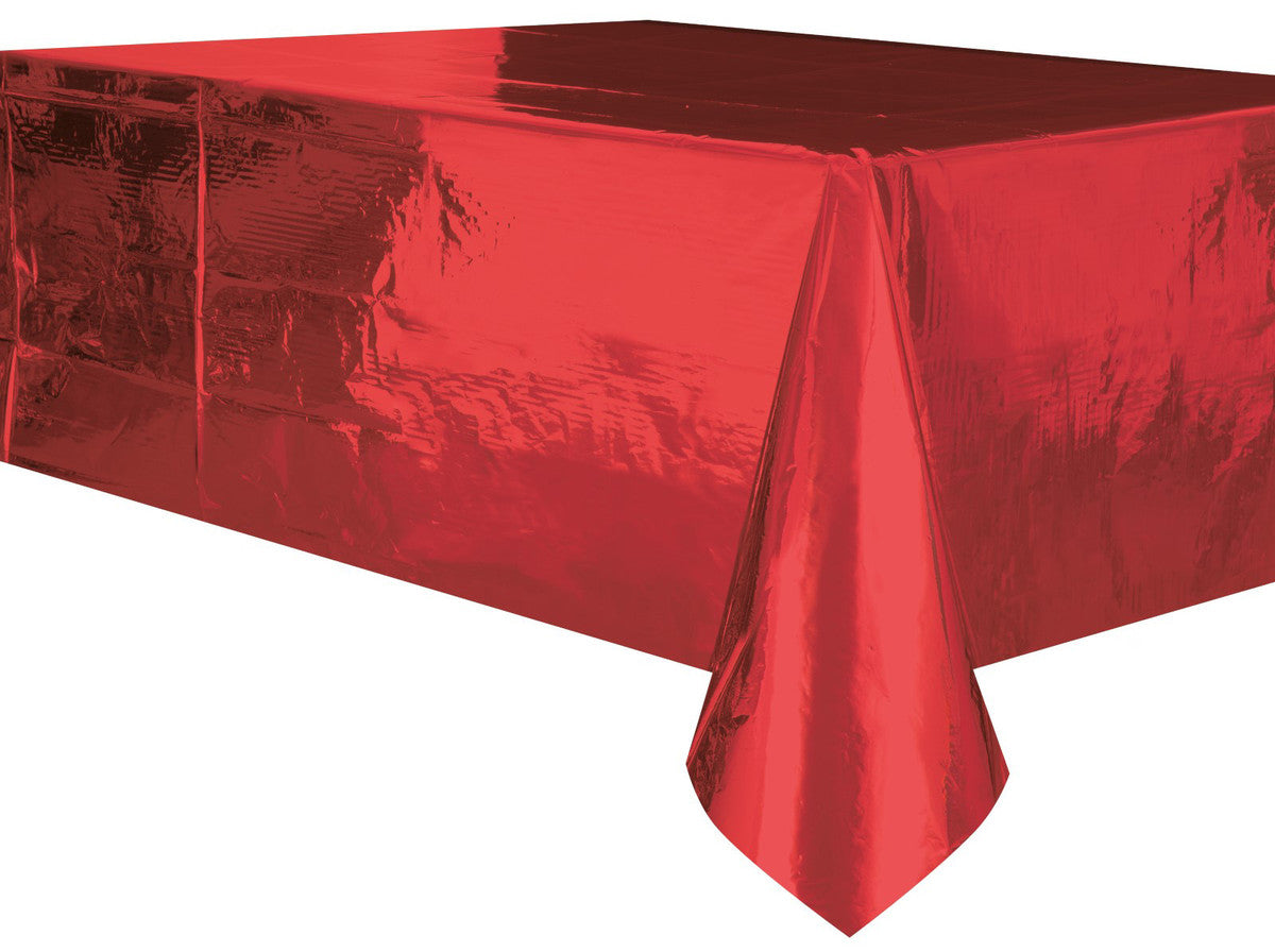 Metallic Red Plastic Table Cover/ Tablecloth Rectangle 1.37m X 2.74m ...
