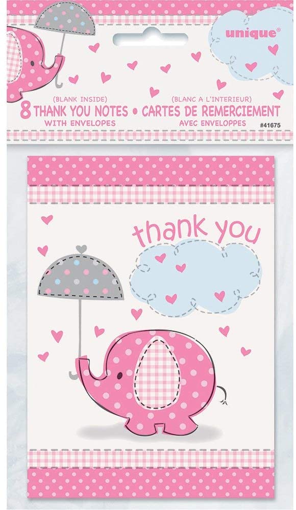 Pink Umbrellaphant Baby Shower Thank You Cards- 8PK – Top Party ...