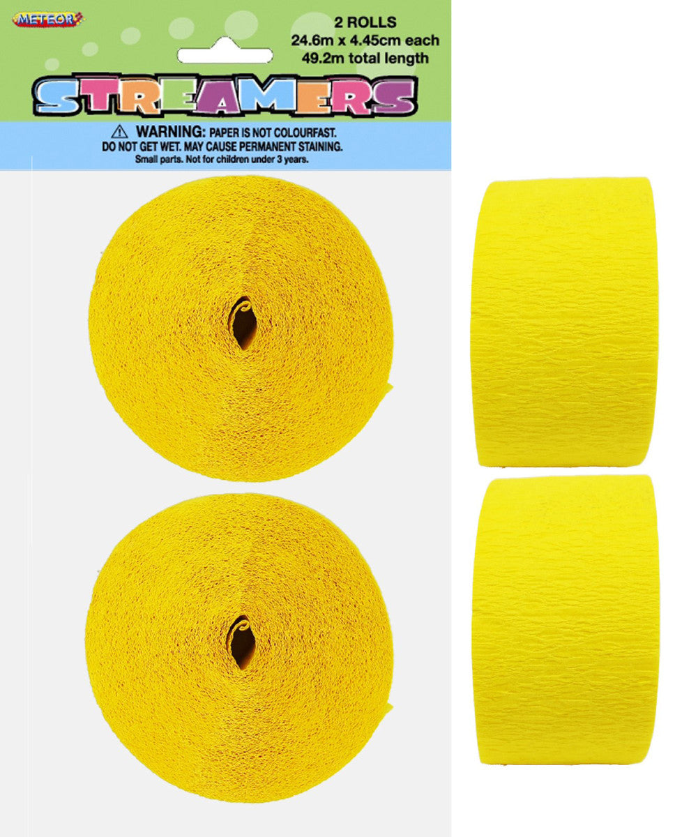 Crepe Streamers 2pk- Yellow – Top Party Supplies, Hoppers Crossing ...