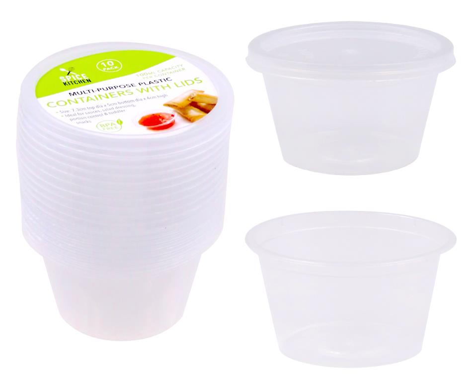100ml Plastic Sauce Containers With Lids 10Pk – Top Party Supplies ...