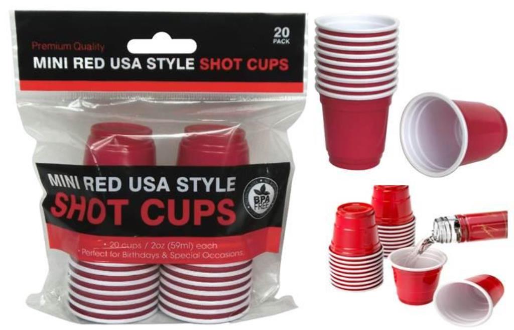 Mini Red USA Style Disposable Shot Cups (2OZ) - 20PK – Top Party ...