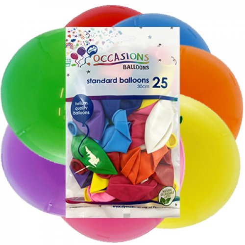 Assorted Standard Colours 30cm Balloons 25pk – Top Party Supplies ...