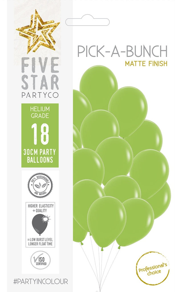 Sempertex Matte Lime Green Latex 30cm Latex Balloon 18pk – Top Party ...