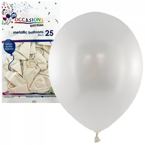 Metallic White 30cm Balloons 25pk – Top Party Supplies, Hoppers ...
