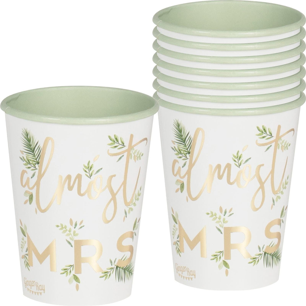 "Almost MRS" Ginger Ray Botanical Hen Party Paper Cups (Pack of 8 ...