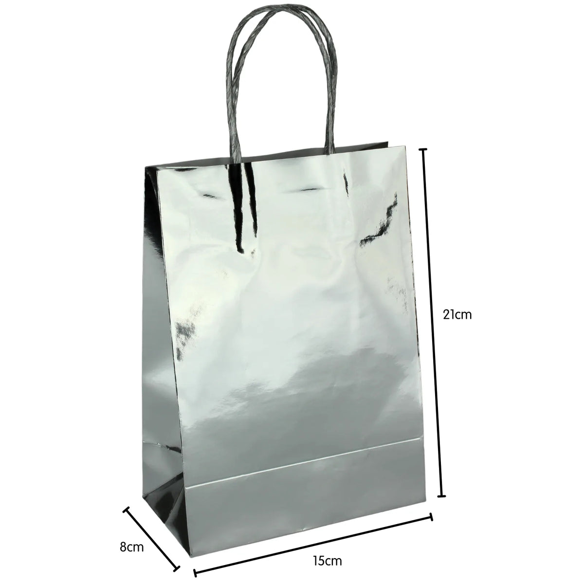 4PK 21cm Metallic Foil Silver Paper Gift Bags – Top Party Supplies ...