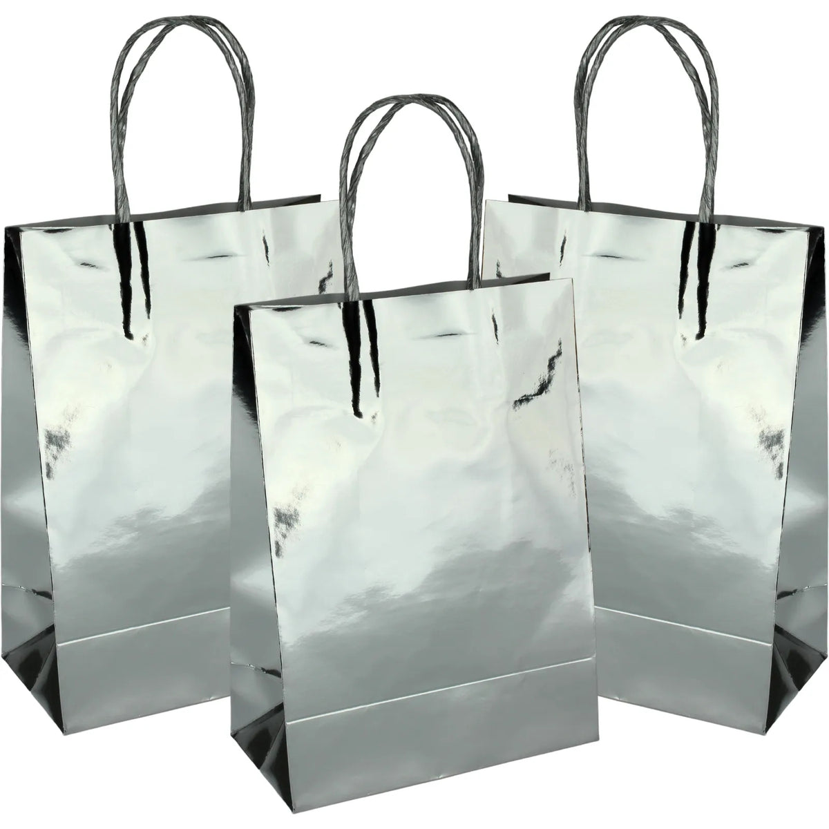 4PK 21cm Metallic Foil Silver Paper Gift Bags – Top Party Supplies ...