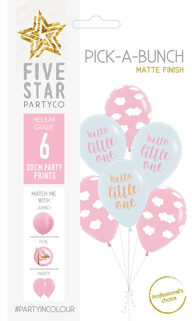 Hello Little One Baby Girl 30cm Pink/white 6pk Latex Balloons – Top ...