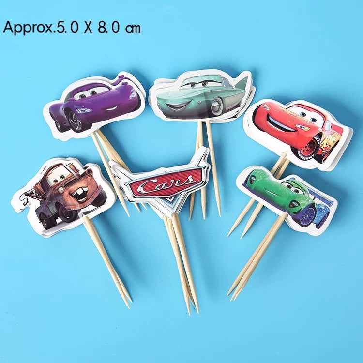 24pcs Cars Lightning McQueen Paper Cupcake Cake Toppers – Top Party ...