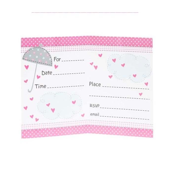 Pink Umbrellaphant Baby Shower Invitations- 8PK – Top Party Supplies ...